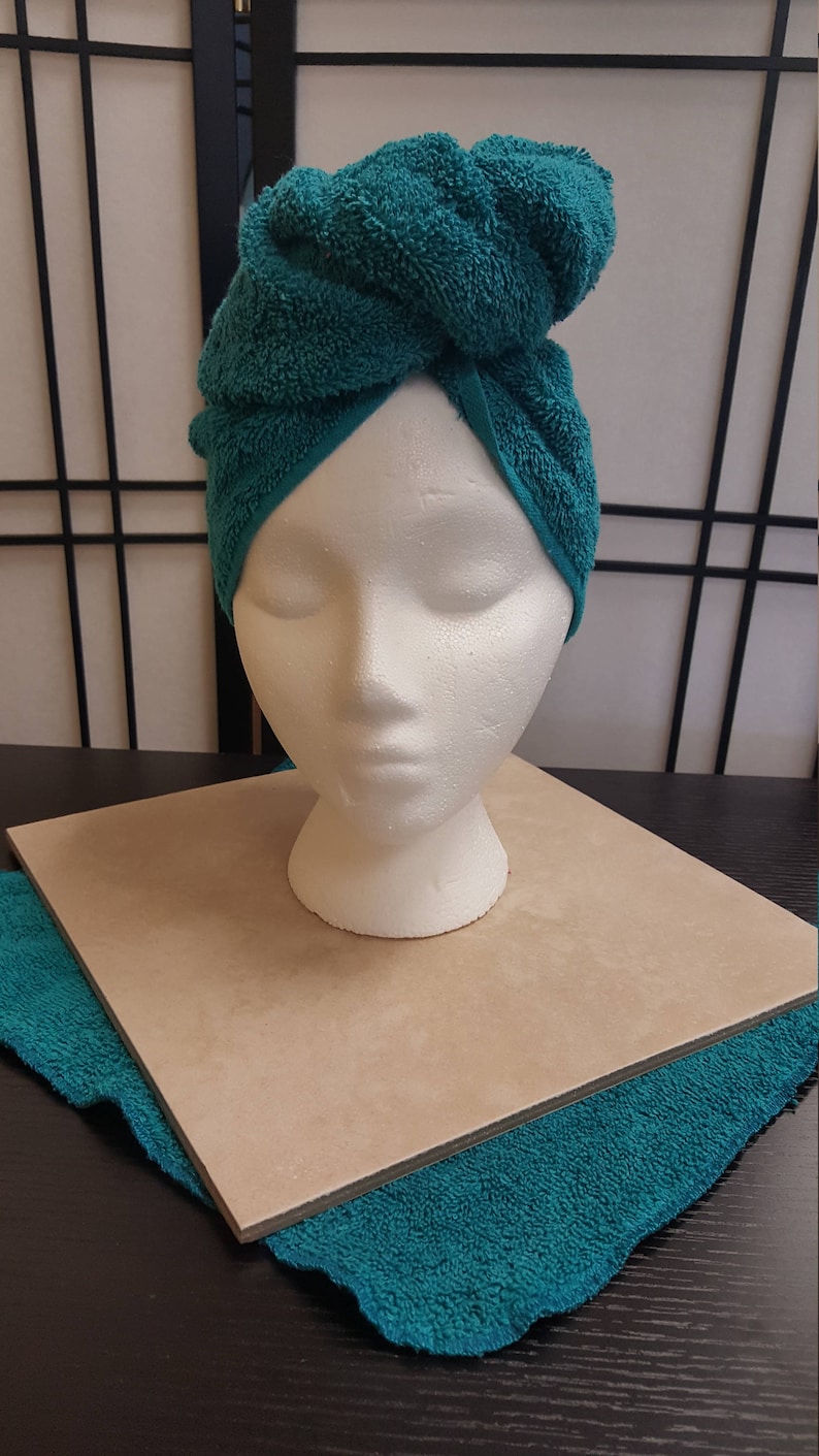 Terry Cloth Hair Towel Wrap: Cotton Head Wrap With Button - Etsy