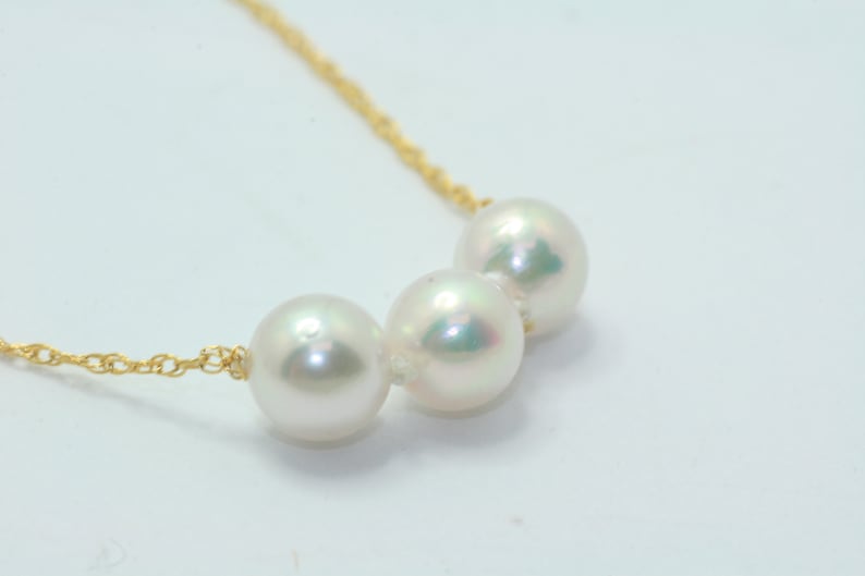 4mm Add on Pearl Necklace Akoya Pearls 14k Yellow or White Gold ...
