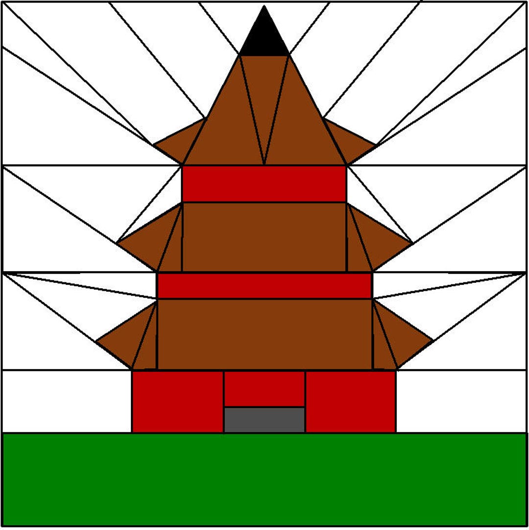 Pagoda Paper Pieced Quilt Block Pattern PDF - Japanese, Chinese, Korean ...