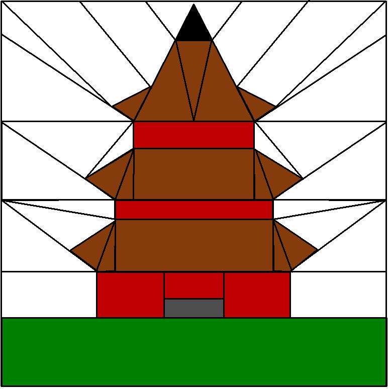 Pagoda Paper Pieced Quilt Block Pattern PDF - Japanese, Chinese, Korean ...