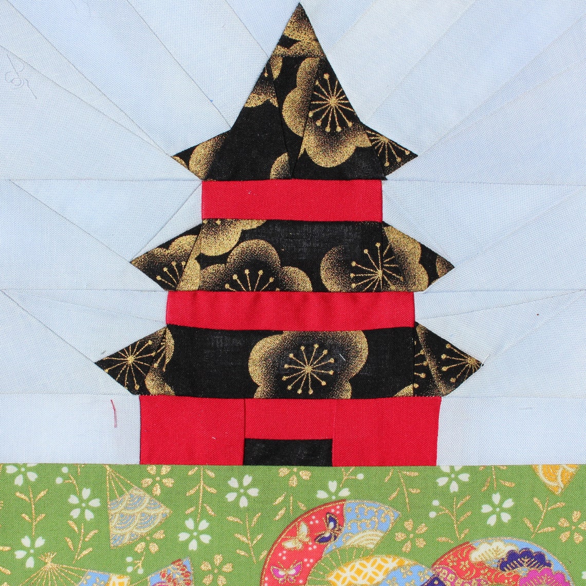 Pagoda Paper Pieced Quilt Block Pattern PDF - Japanese, Chinese, Korean ...