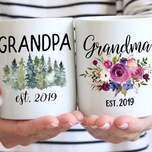 Grandma And Grandpa Mug Set Pregnancy Announcement To Etsy