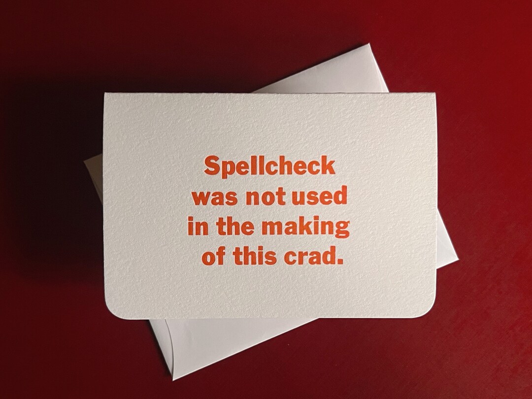 Spellcheck Letterpress-printed Notecrad - Etsy