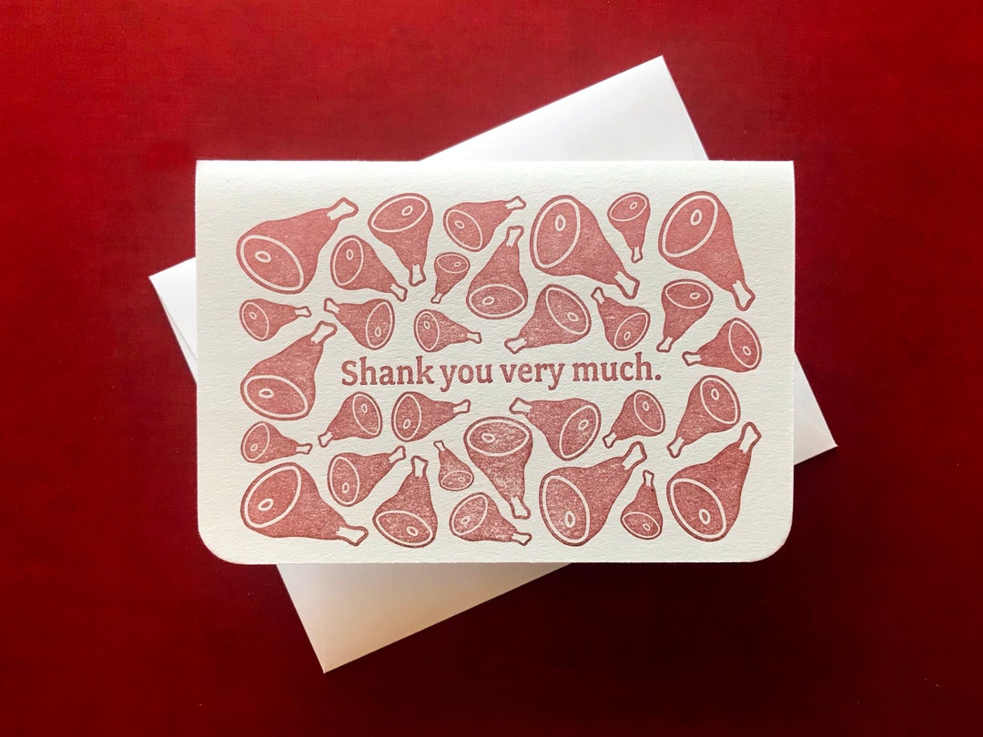 Shank You Very Much. Letterpress-printed Thank You Card - Etsy