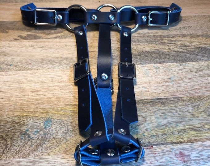 Custom Made Heavy Rubber Thigh Garters/harness With Rivets, Black Vegan ...