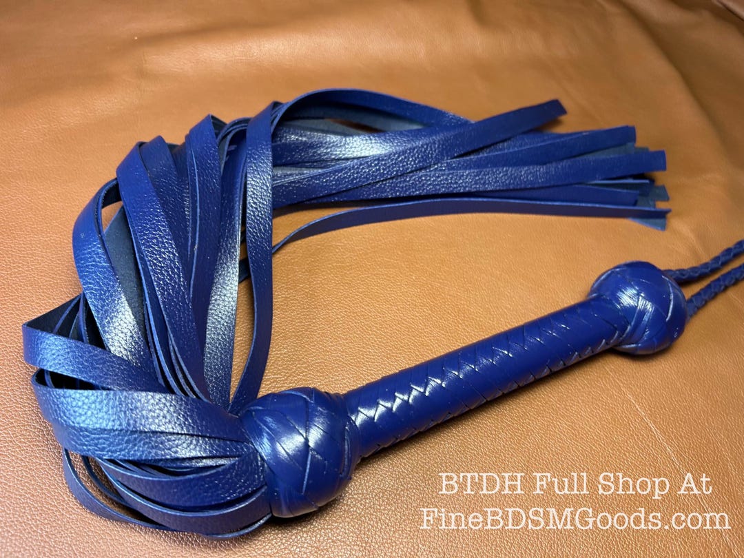 Classic Short Handle Flogger Midnight Blue Lush Leather Elegant ...