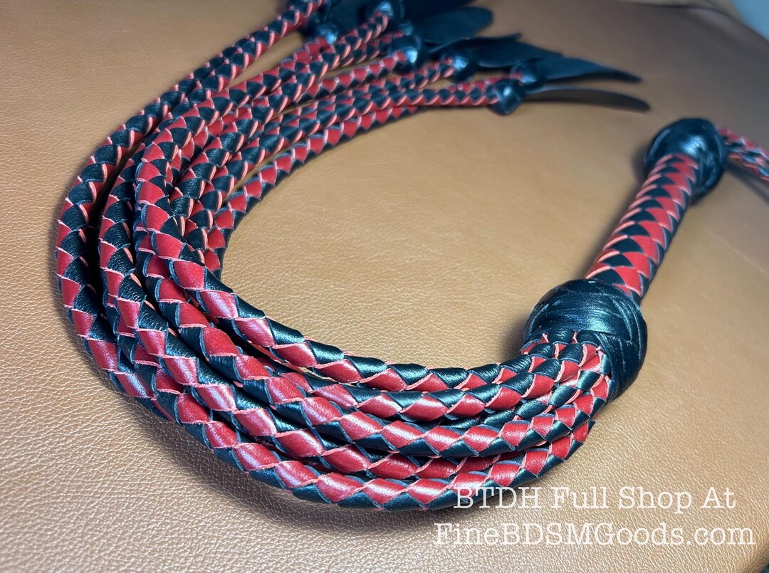 Dagger Tip Flogger Two Color Aztec Red Black Satin Cat O Nine Tails ...