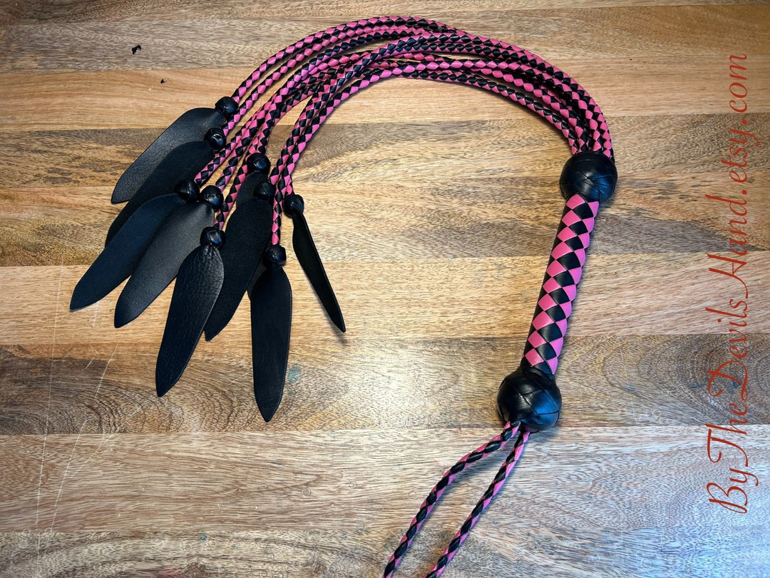 Cat O Nine Tails Cat of Nine Tails Pink and Black Smooth Braided ...
