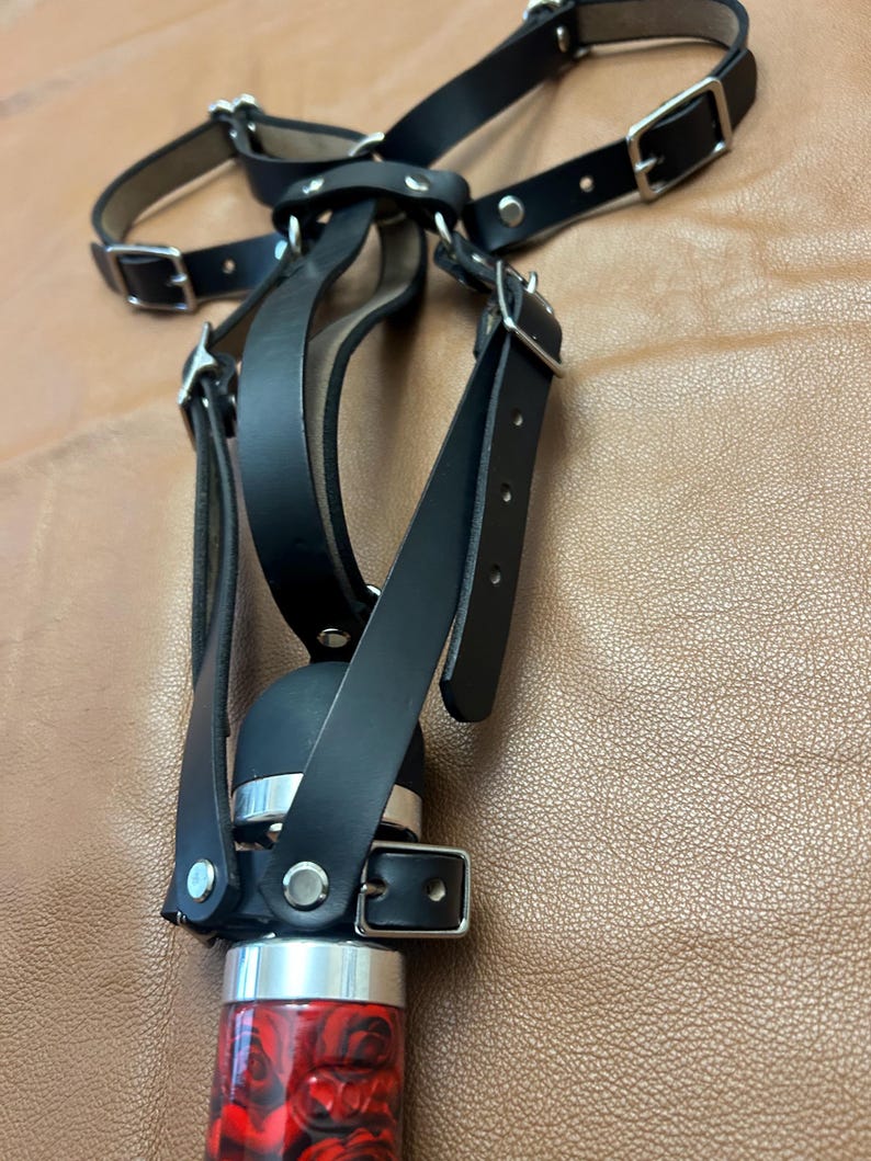 Massage Wand Harness Made of Waterproof Vegan Equestrian Strap Black ...