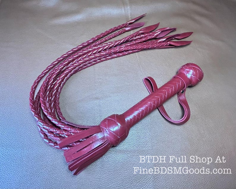 Aztec Red Leather Cat O' Nine Tails, Braided Handle (30 Inch) - Etsy