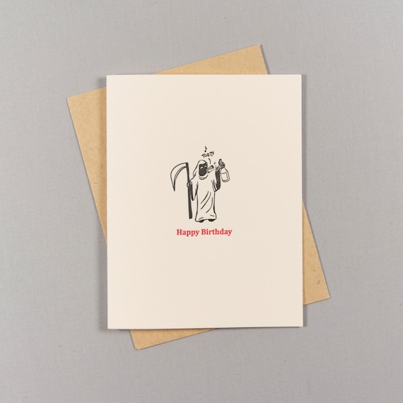 Grim Reaper Birthday BD-GRBR Funny Letterpress Birthday | Etsy