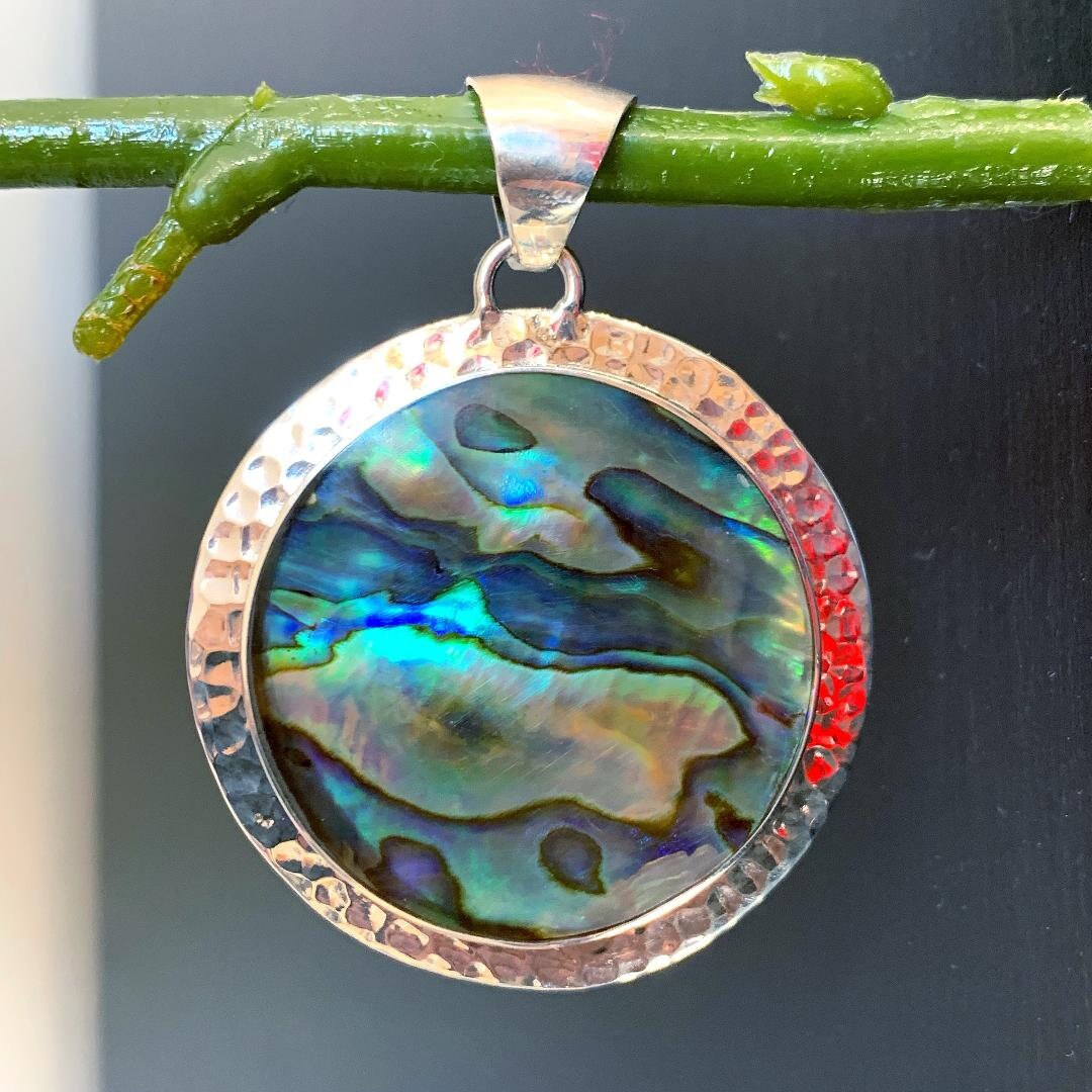 Sterling Silver Paua Shell Round Pendant - Etsy