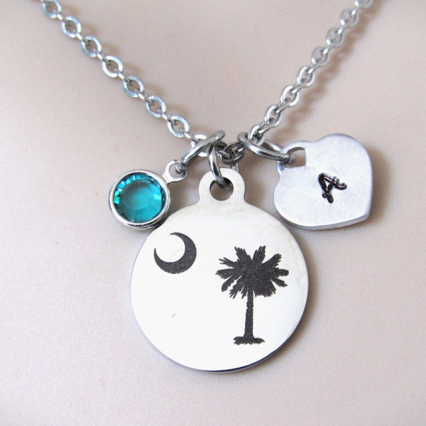Palmetto Tree and Moon Necklace - Etsy
