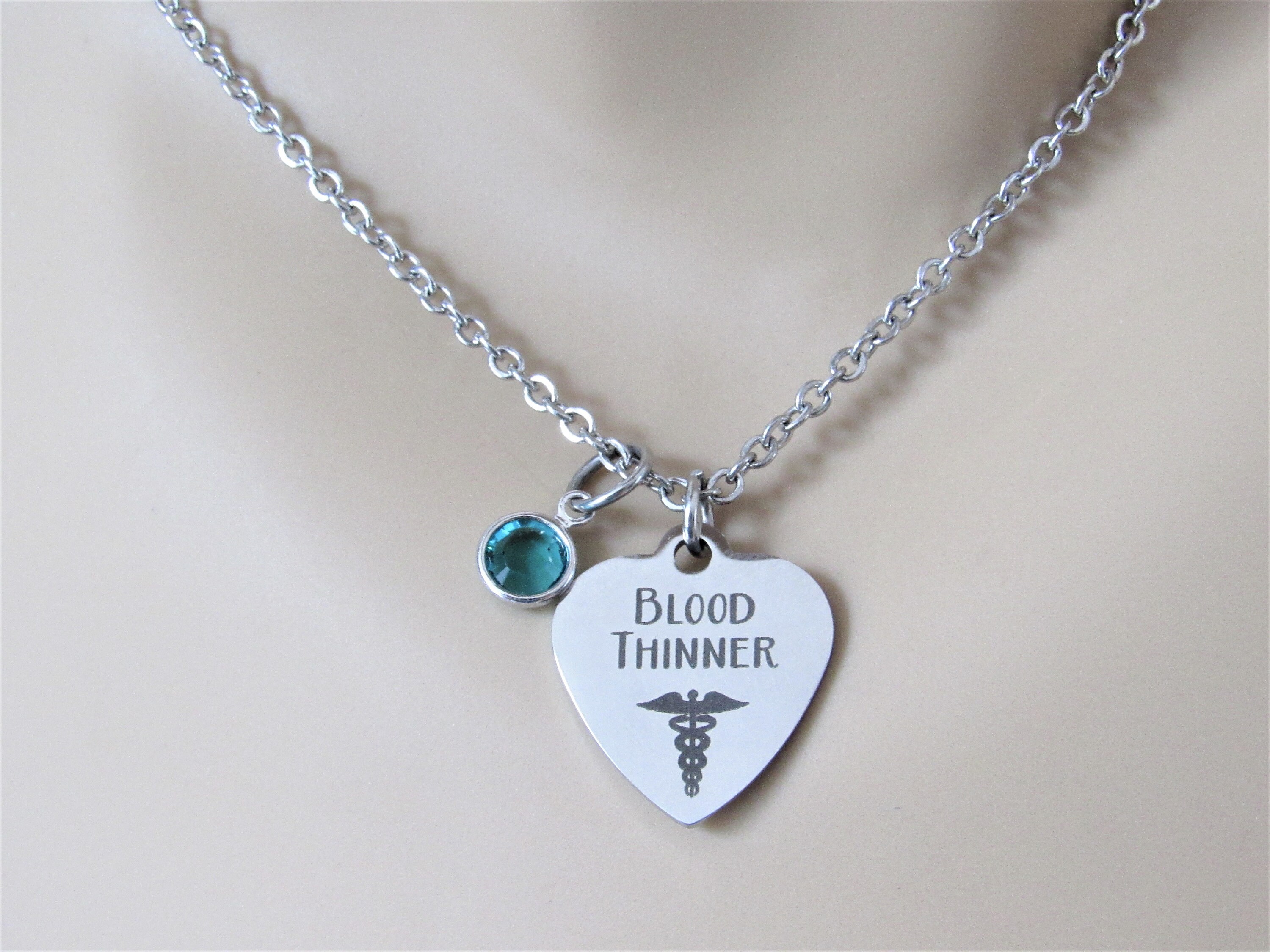 Blood Thinner Medical Necklace with Birthstone Blood Thinner | Etsy