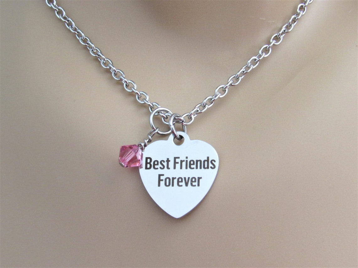 2PC Best Friends Forever Stainless Steel Laser Engraved Heart Necklace ...