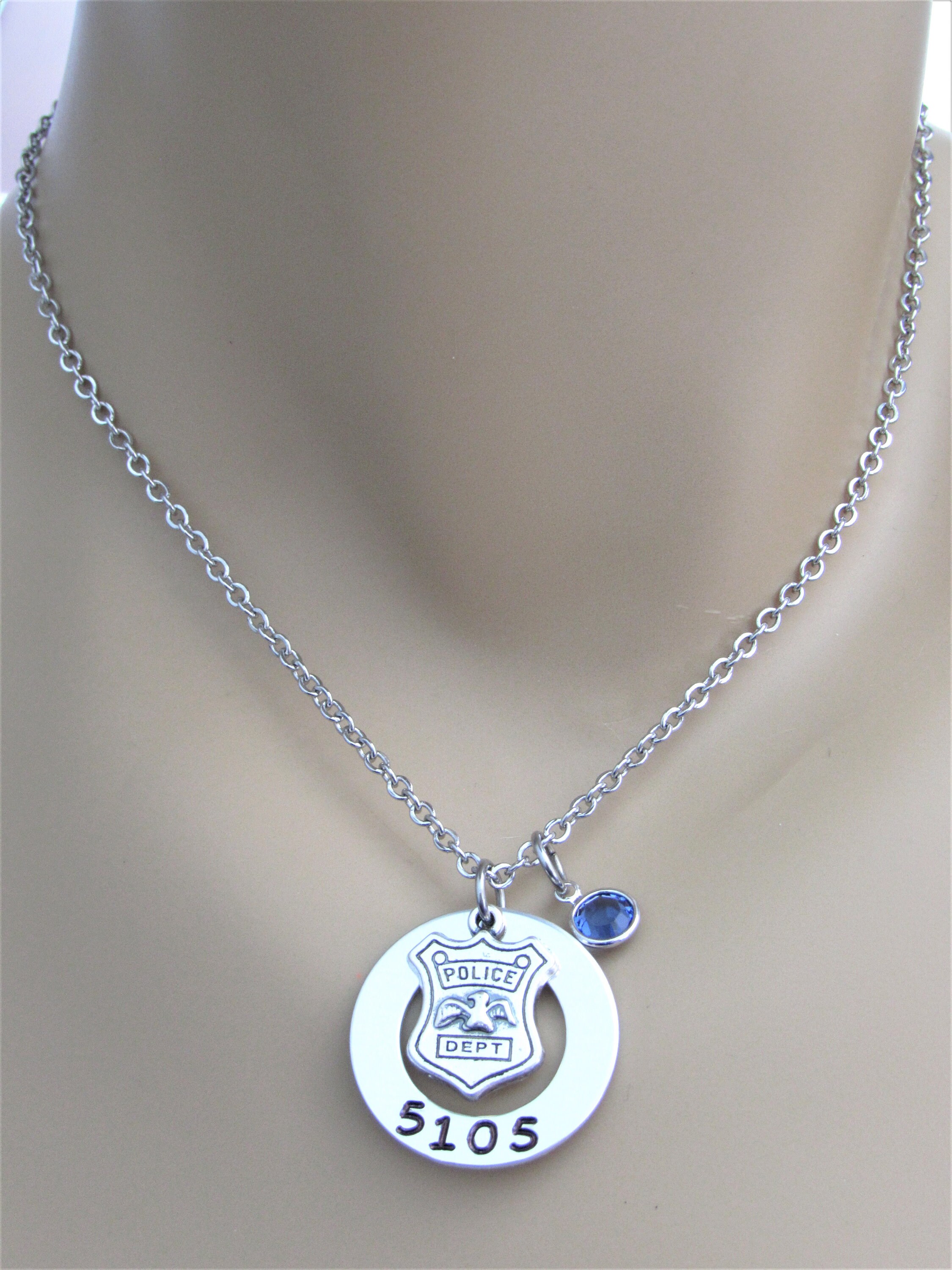 Police Badge Number Necklace Police Wife Police Mom Police - Etsy