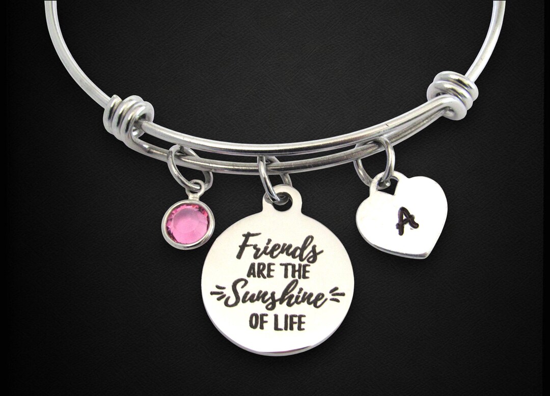 Personalized Friend Charm Bracelet W/ Initial, Friends Are the Sunshine ...