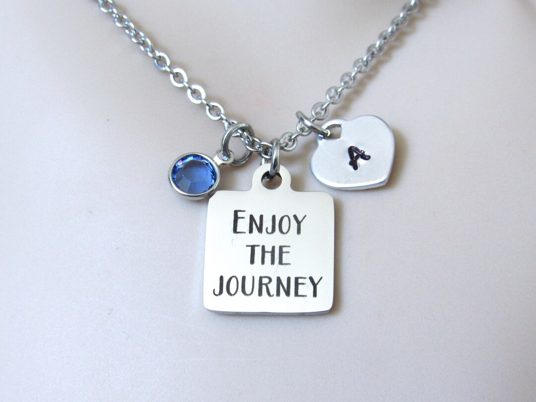 Enjoy the Journey Necklace With Initial Heart and Birthstone ...