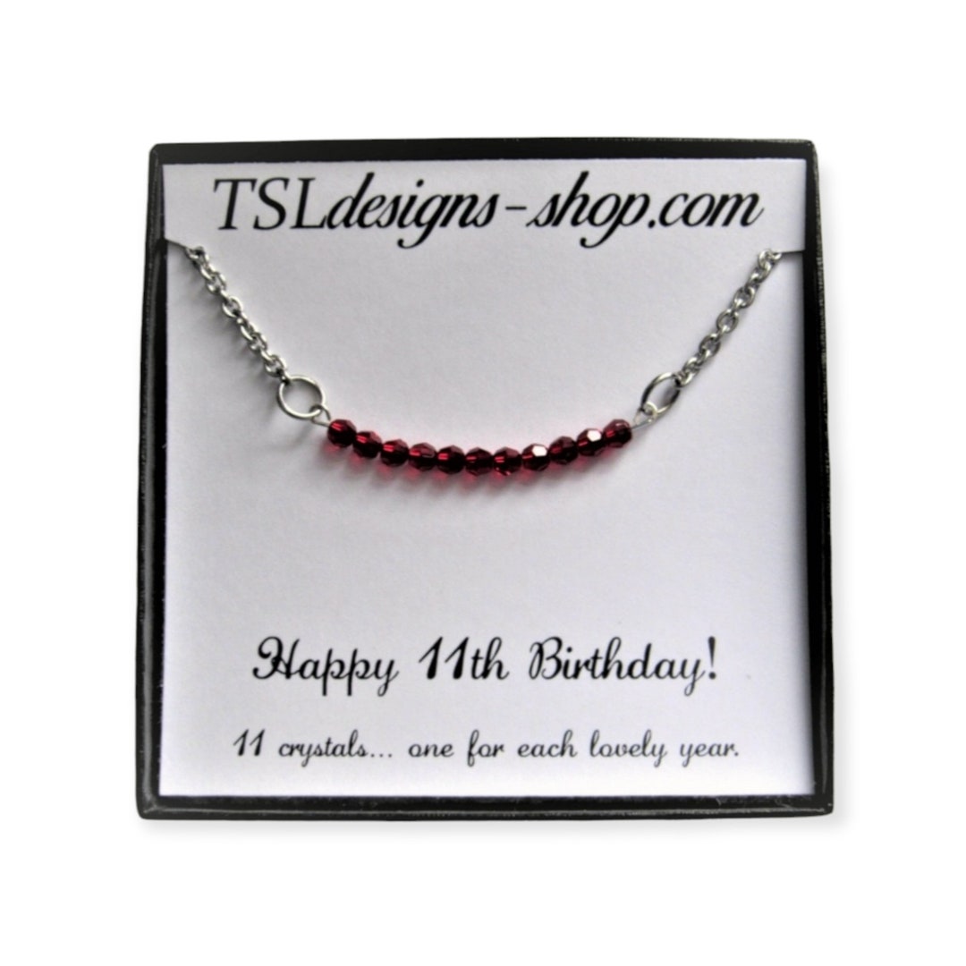 11th Birthday Crystal Necklace, 11 Birthday Jewelry Daughter Gift - Etsy