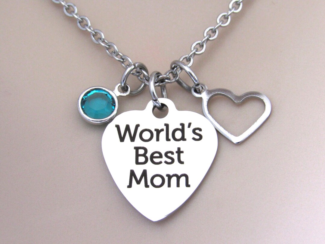 World's Best Mom Necklace With Birthstone, Jewelry for Mom, Gift for ...