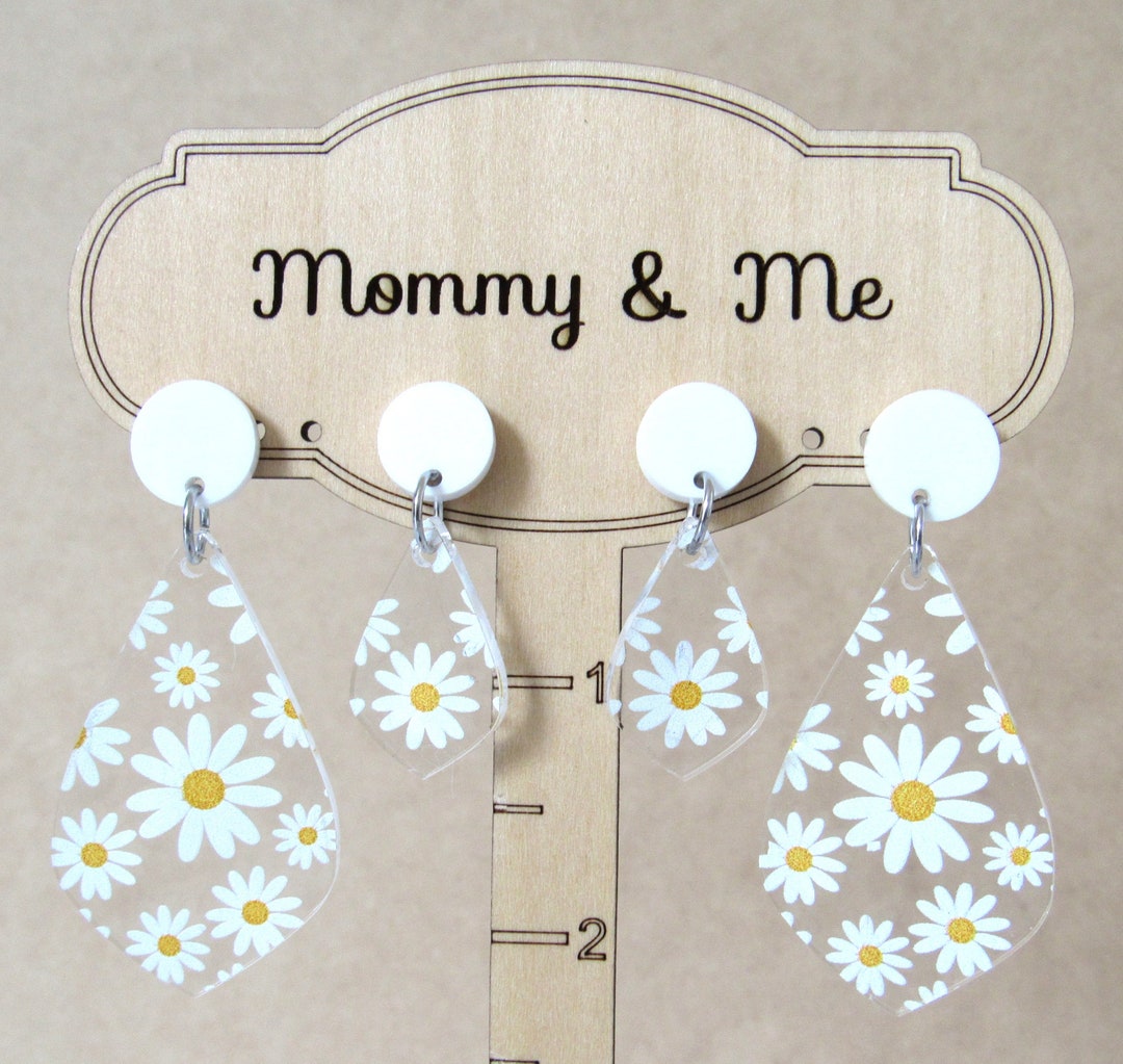 Mommy and Me Daisy Earrings, Daisy Flower Mother & Daughter Earring Set ...
