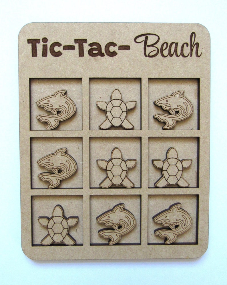 Tic Tac Toe Beach Shark Turtle Game Beach House Games Tic - Etsy
