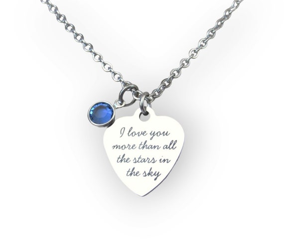 I Love You More Than All the Stars in the Sky Necklace With Birthstone Gift for Daughter Jewelry Gift Girlfriend Wife Niece Birthday Etsy