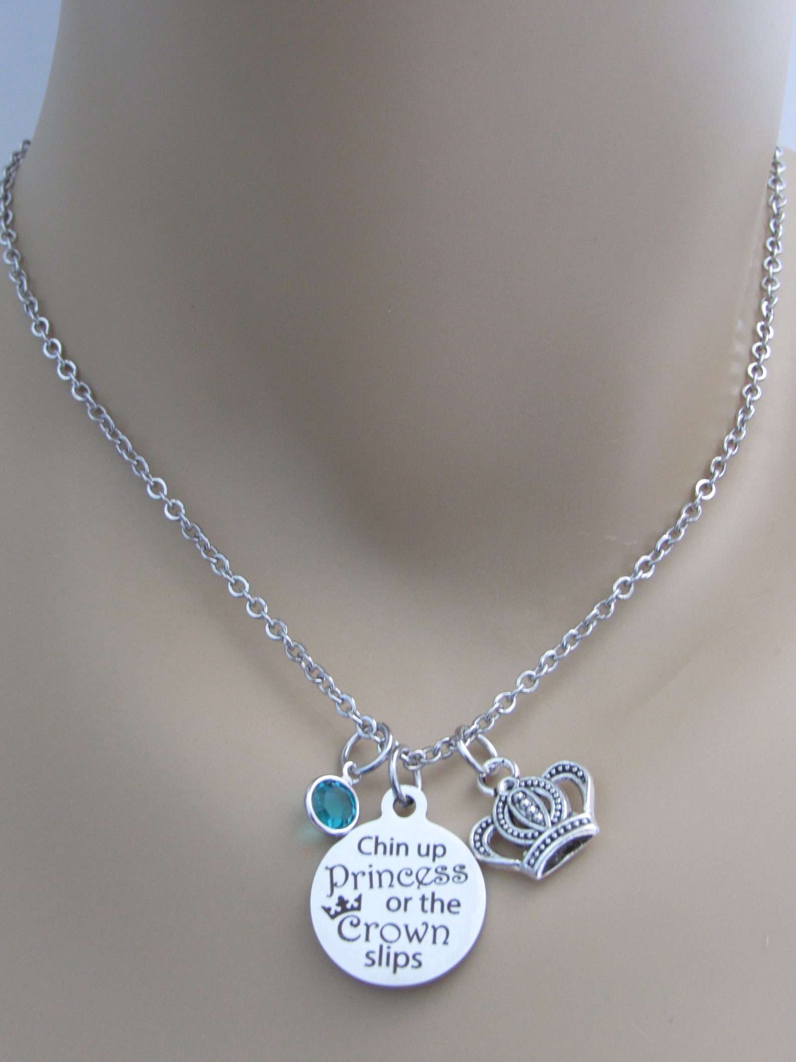 Chin up Princess or the Crown Slips Necklace With Princess - Etsy
