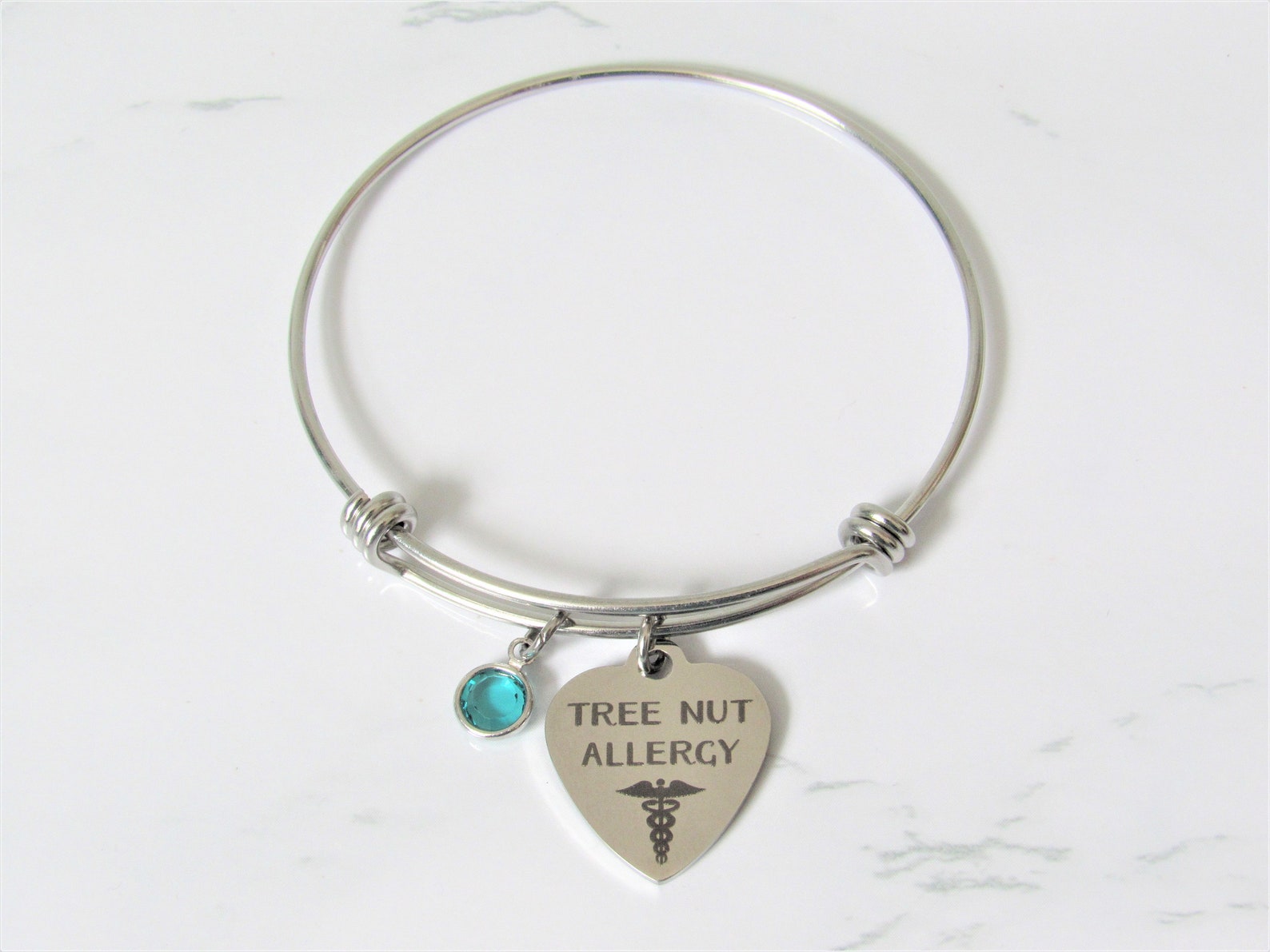 Tree Nut Allergy Medical Bracelet With Birthstone Tree Nut | Etsy
