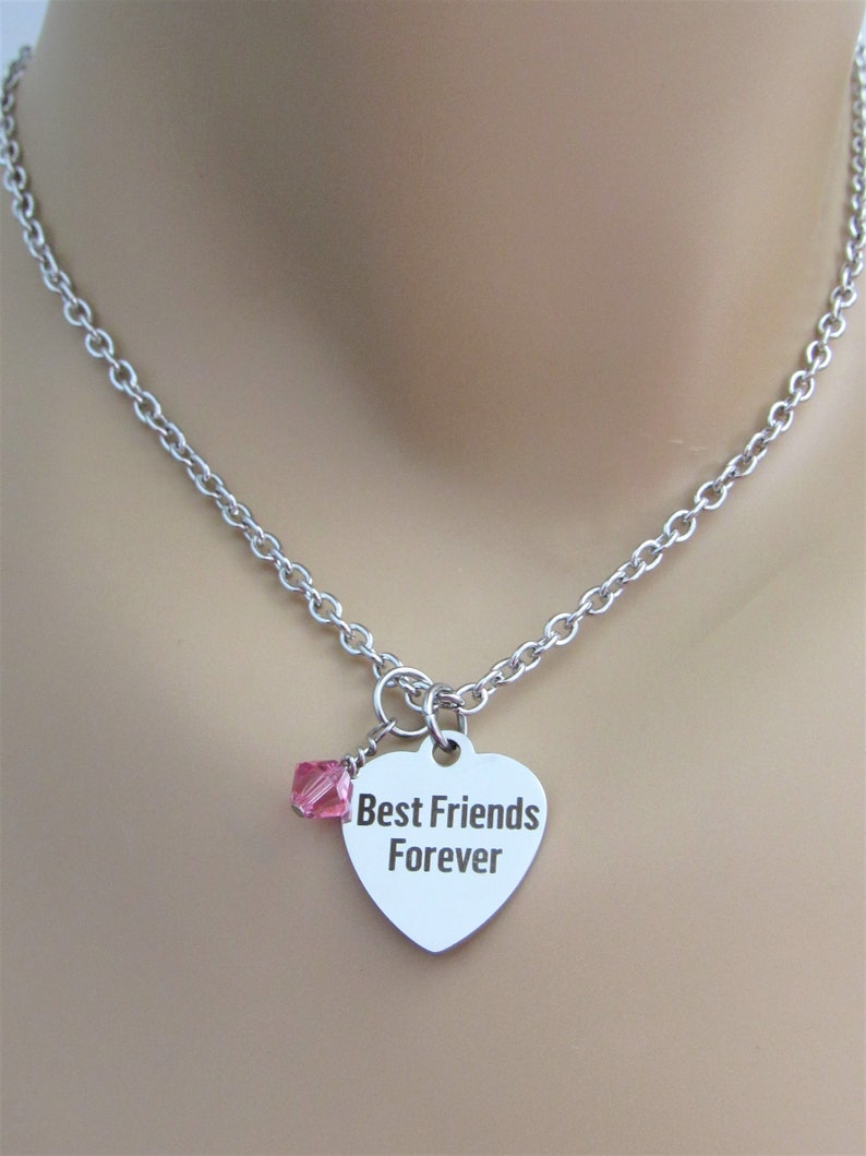 2PC Best Friends Forever Stainless Steel Laser Engraved Heart Necklace ...