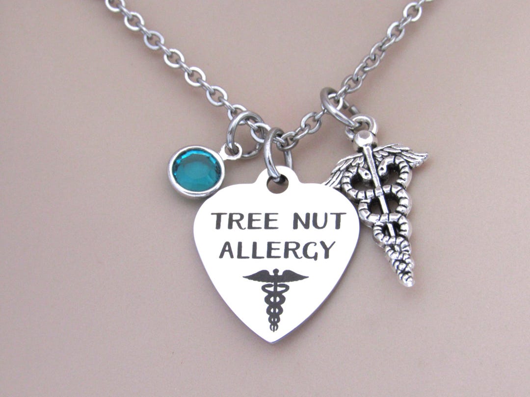Tree Nut Allergy Medical Alert Necklace, Heart, Birthstone, Caduceus ...