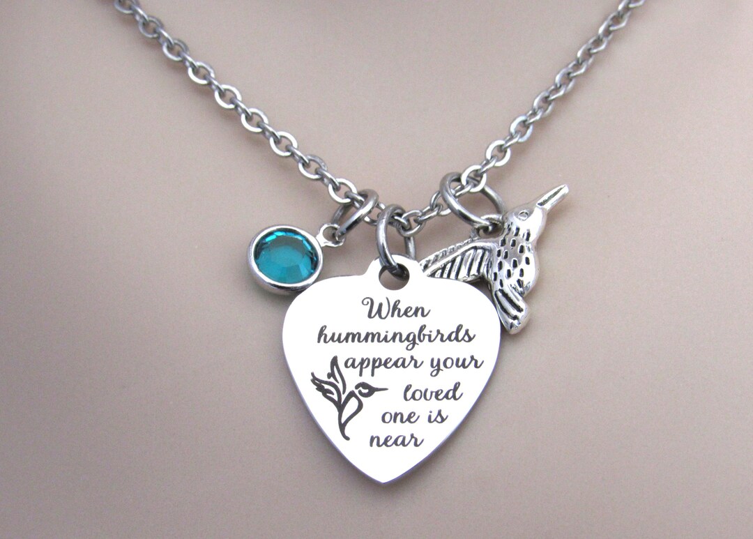 Hummingbird Memorial Necklace, Hummingbirds Appear Your Loved One is ...