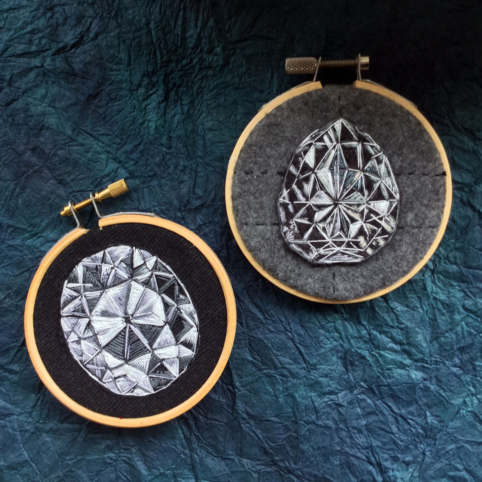 Embroidered Original Art Diamond Embroidery Slow Stitch - Etsy