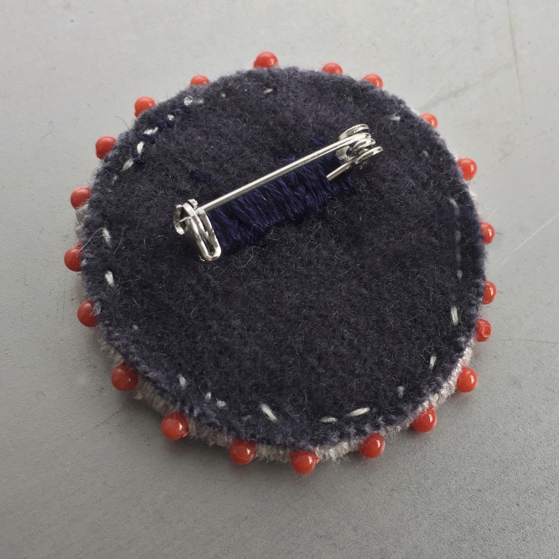 Brooch, Embroidered Patch, 1.5 Textile Fiber Art Brooch, Hand ...