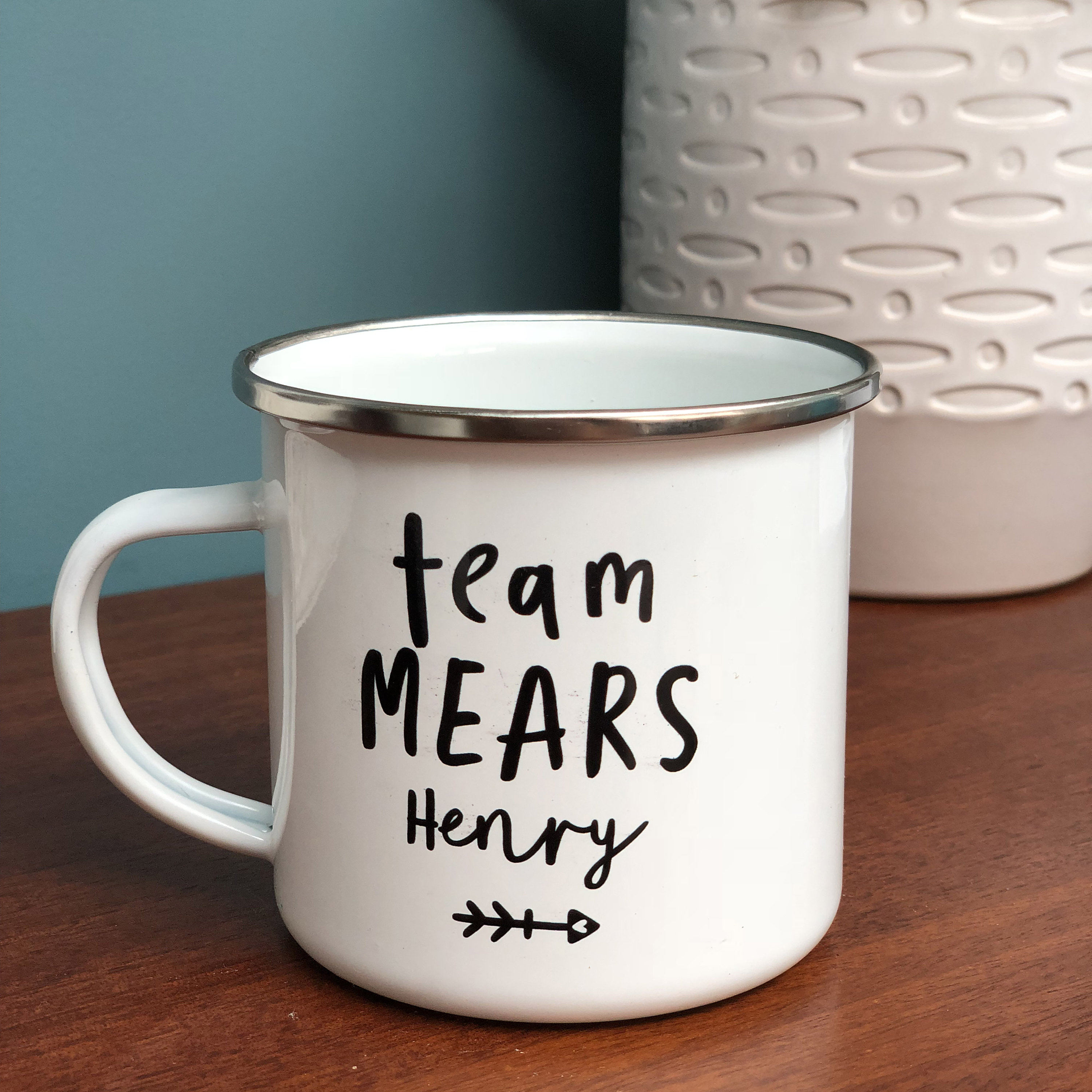 Family Personalised Enamel Mug Set Team Surname Family | Etsy