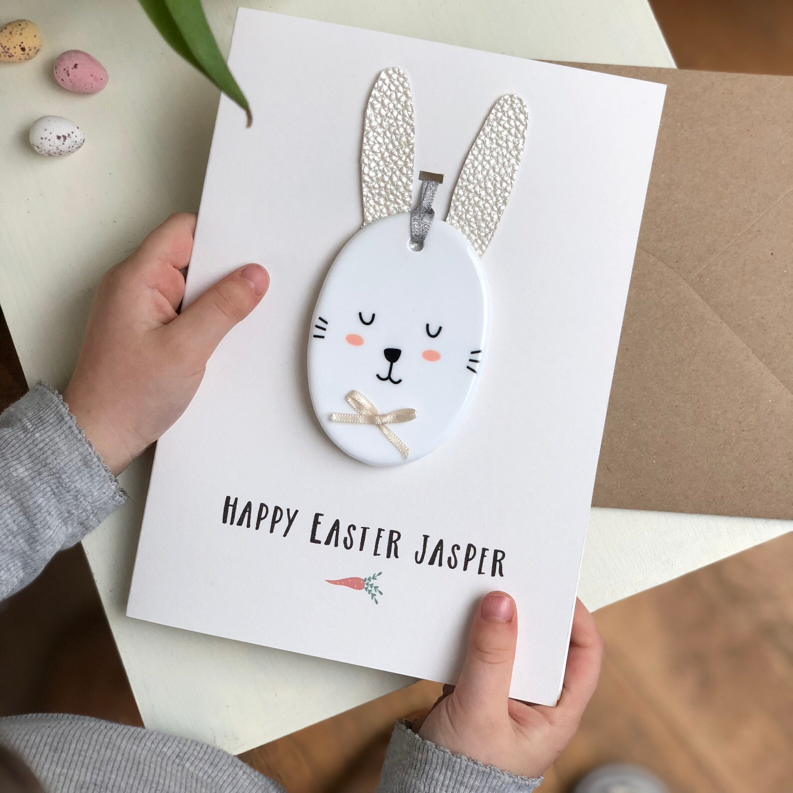 Personalised Happy Easter Card With Keepsake Bunny - Etsy UK
