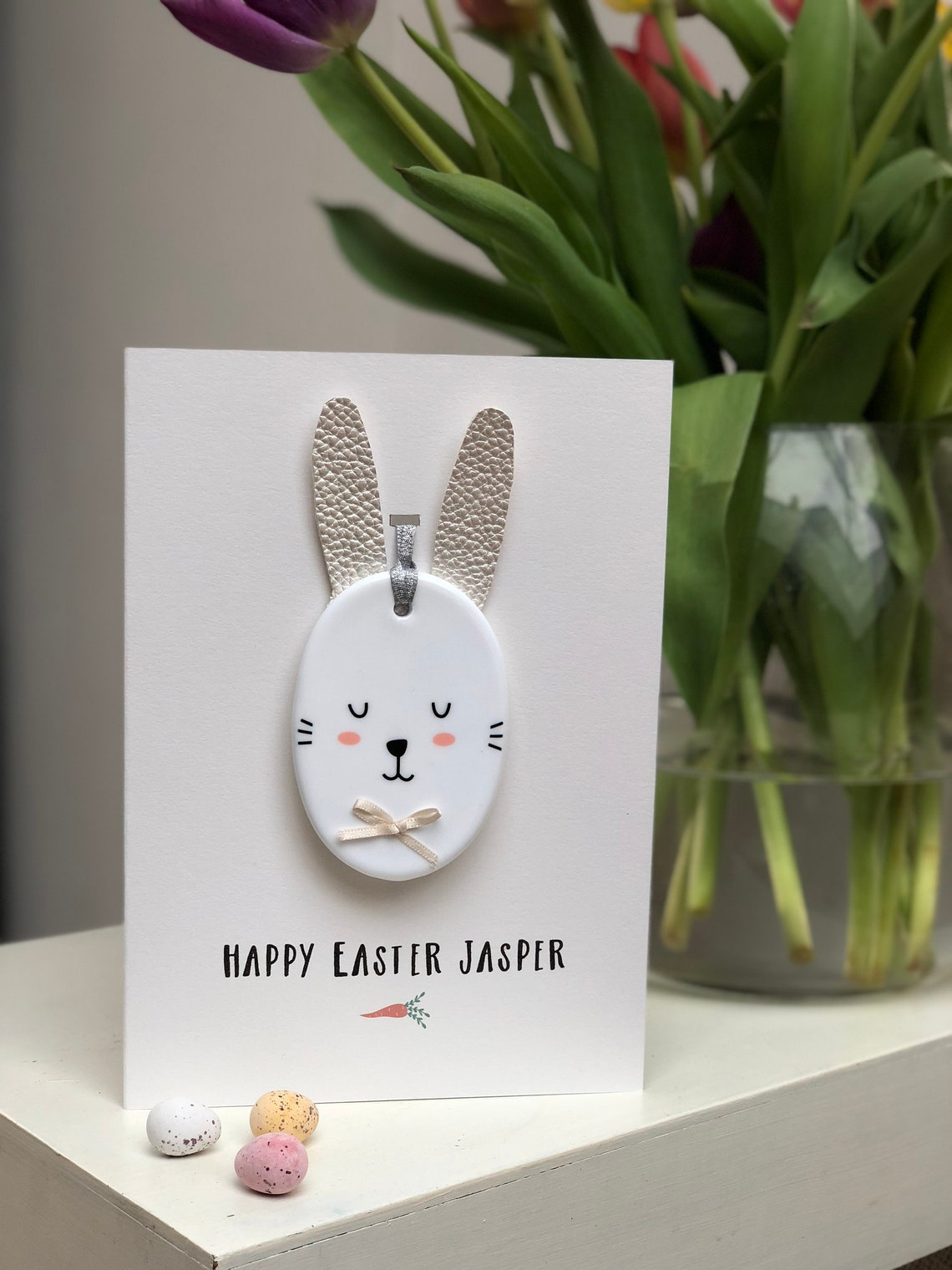 Personalised Happy Easter Card - With Keepsake Bunny Decoration - First ...