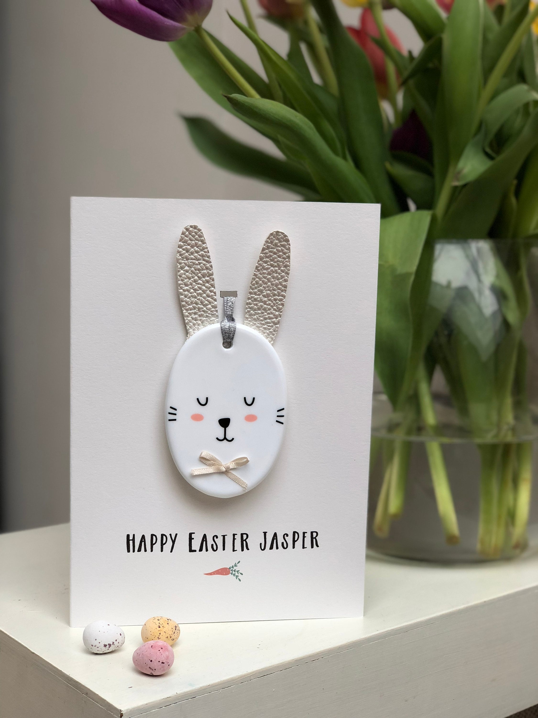 Personalised Happy Easter Card - With Keepsake Bunny Decoration - First ...