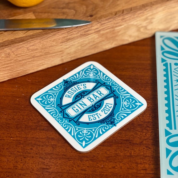 Gin Bar Coaster Personalised for Home Bar | Etsy