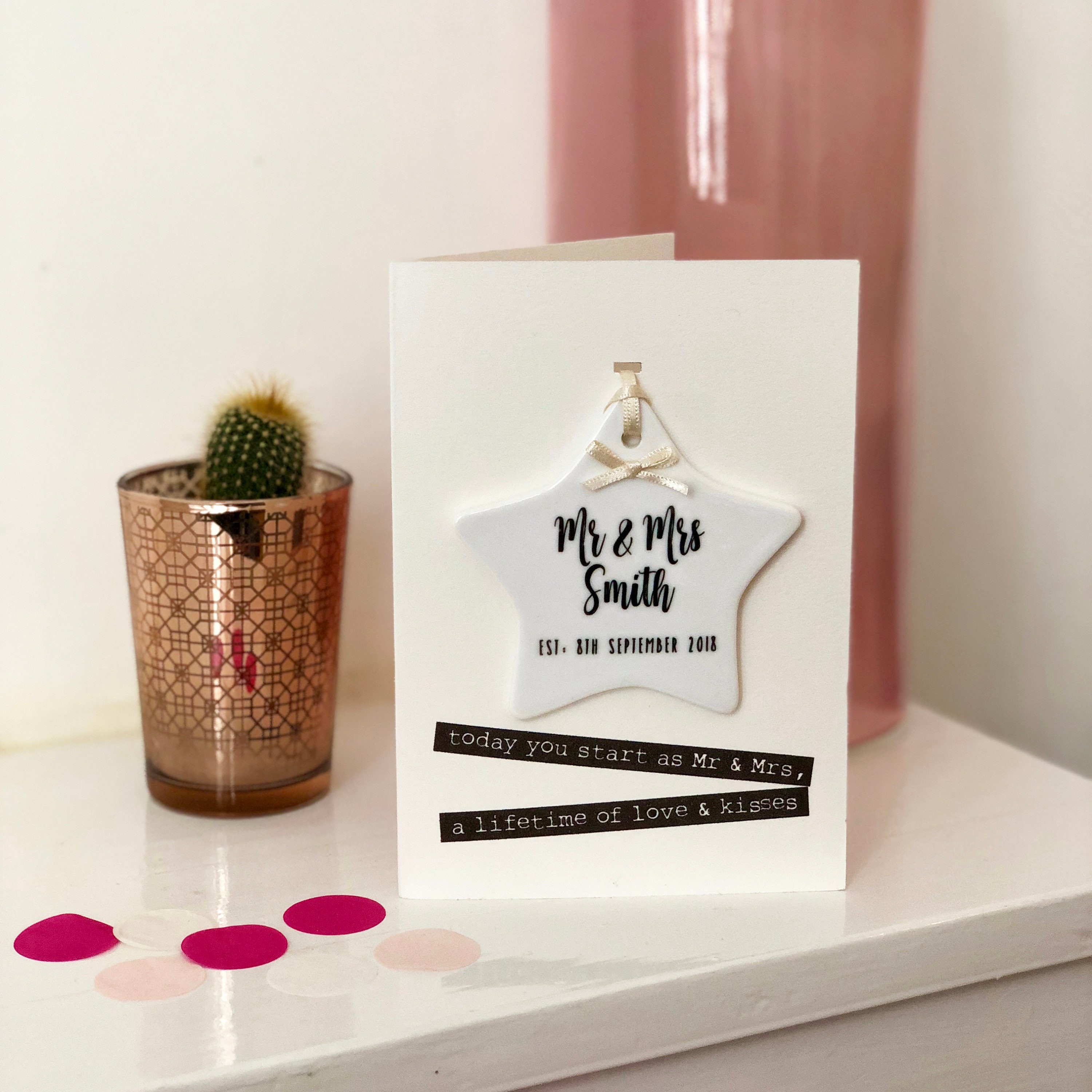 Personalised Wedding Card With Ceramic Star Ornament Keepsake - Etsy UK