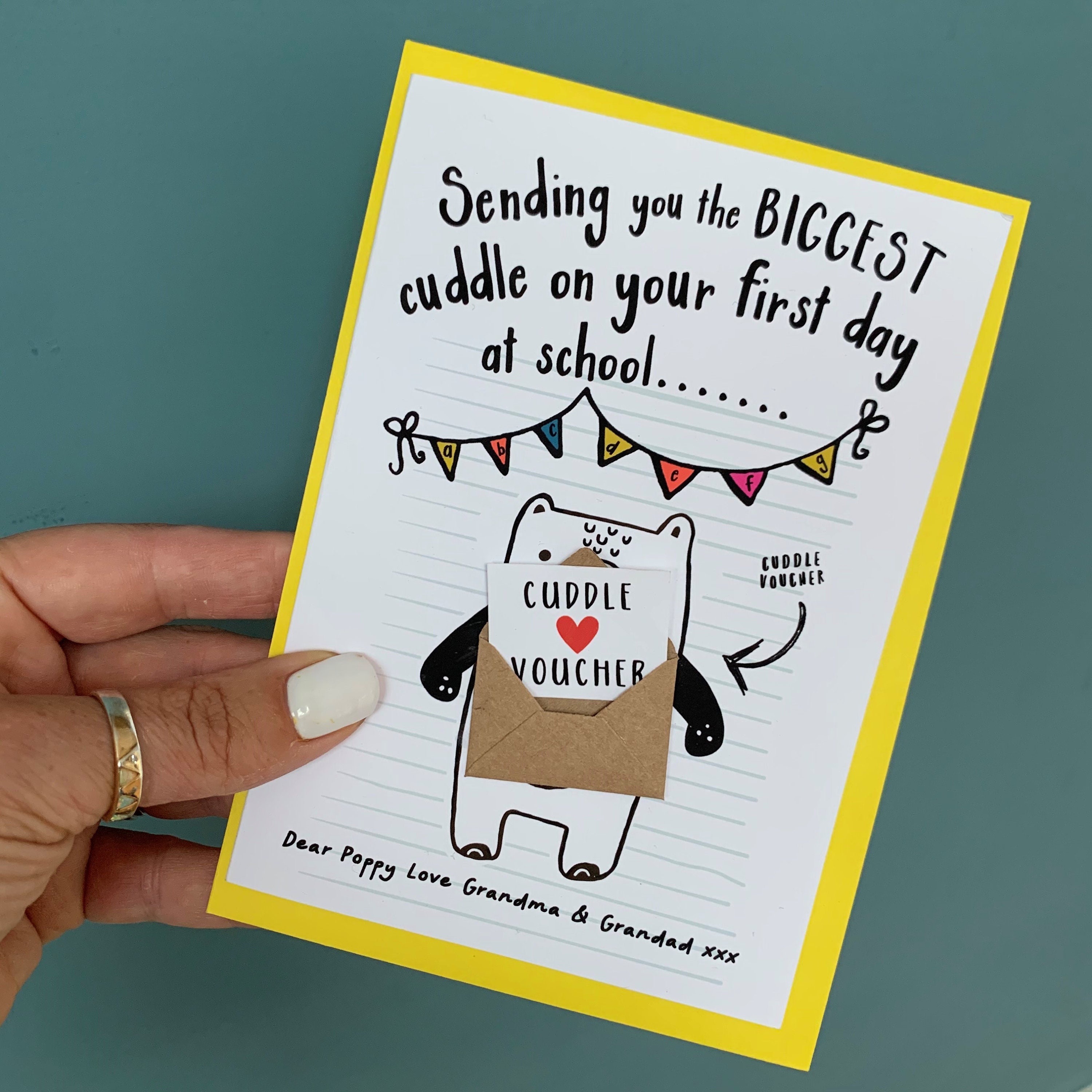 First Day of School Cuddle Voucher Card Send a Hug Card - Etsy