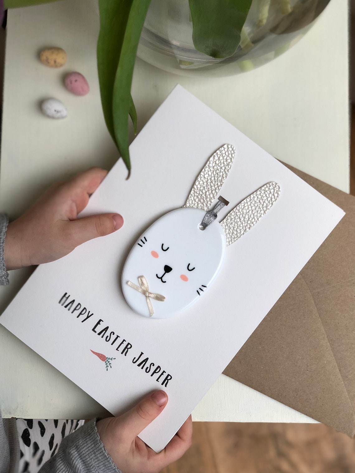 Personalised Happy Easter Card - With Keepsake Bunny Decoration - First ...