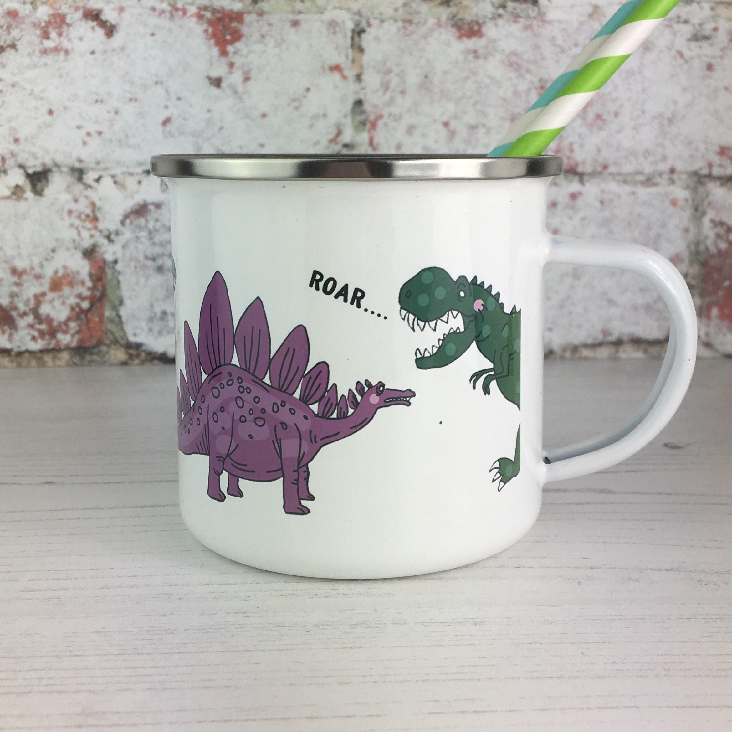 Dinosaur Enamel Mug Personalised Kids Mug T Rex Mug Hot - Etsy UK