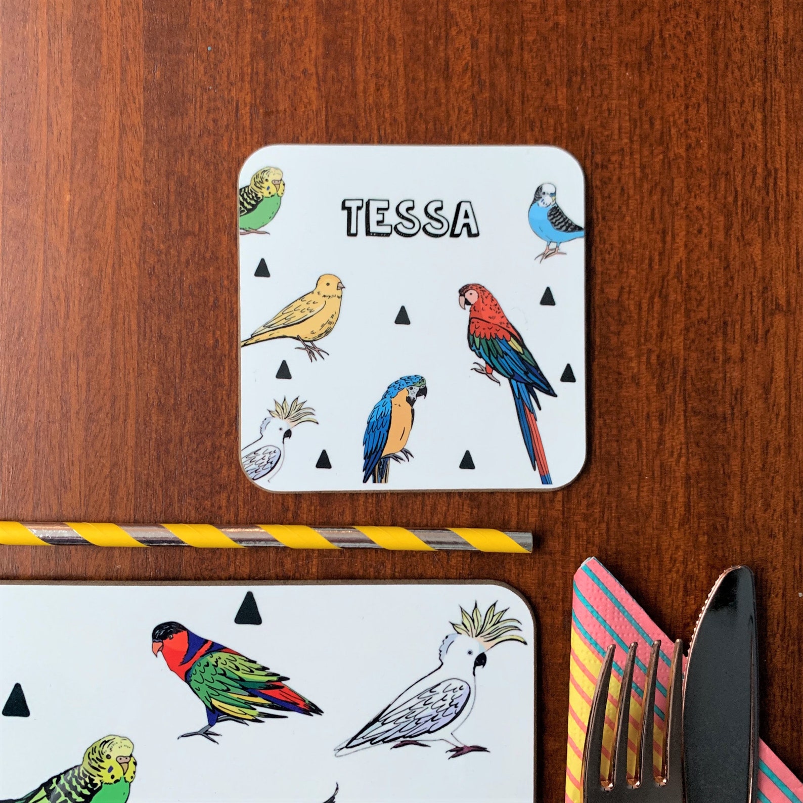 Parrot Coaster Tropical Bird Coaster Vibrant Personalised | Etsy