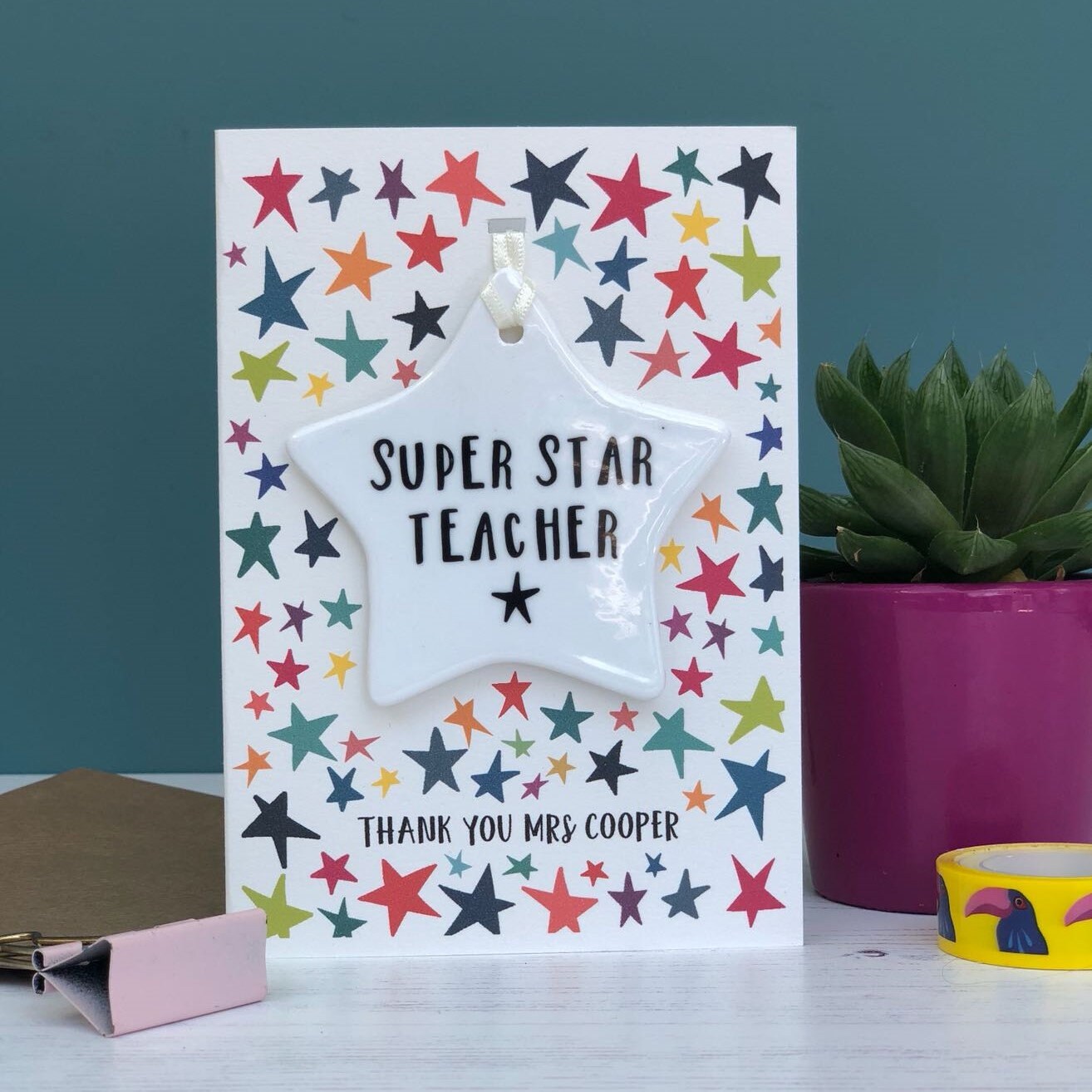 Thank You Teacher Card - Super Star Teacher Card - Luxury Card and ...
