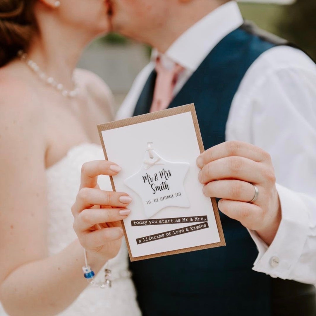 Personalised Wedding Card With Ceramic Star Ornament Keepsake - Etsy UK