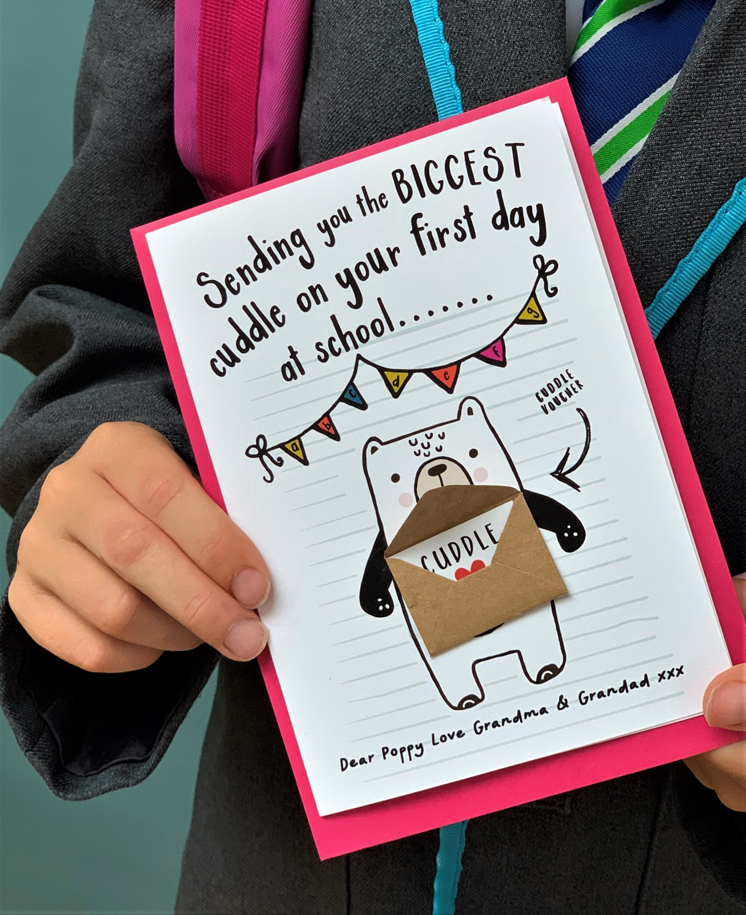 First Day of School Cuddle Voucher Card Send a Hug Card - Etsy