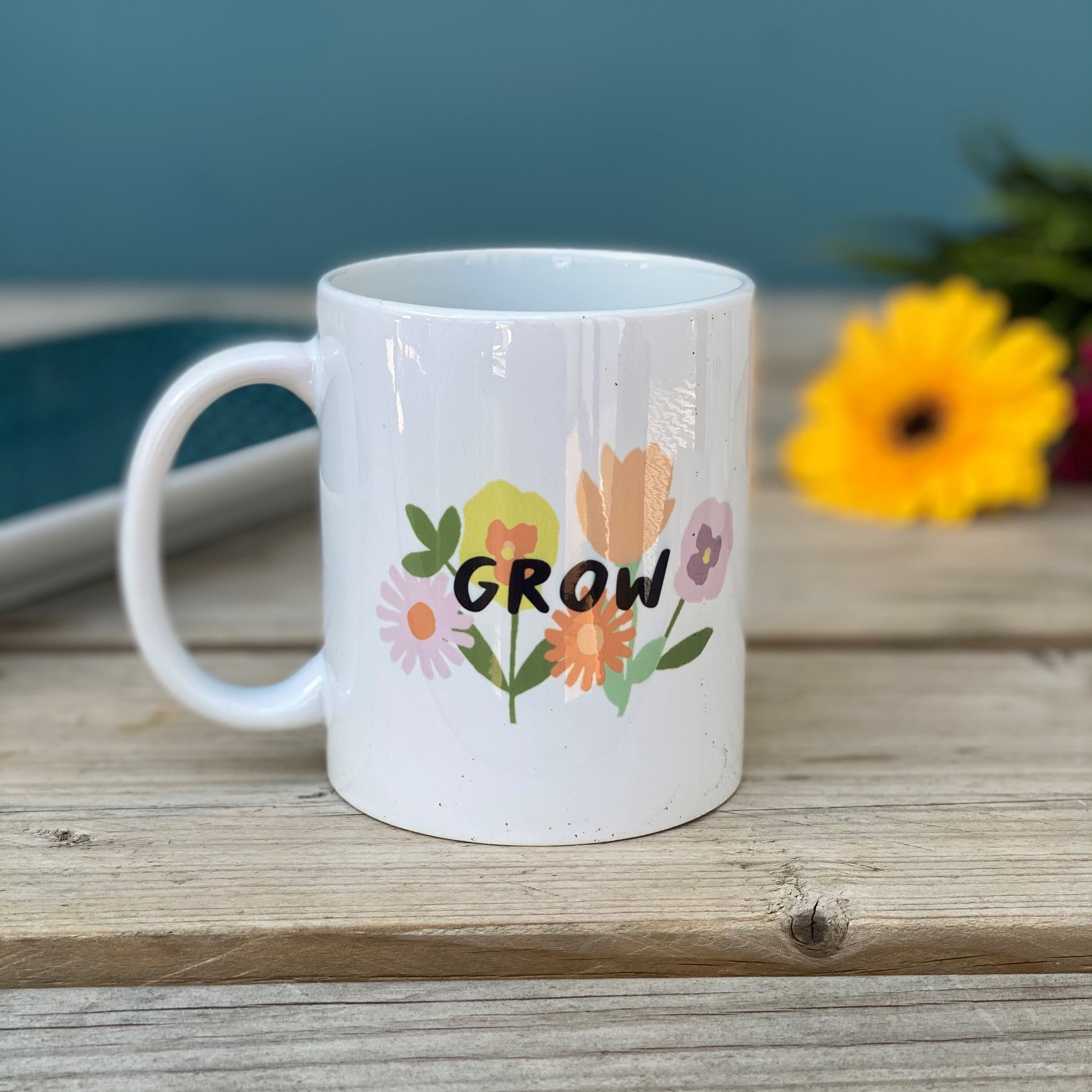 Floral China Mug Empowering China Mug Retro Design - Etsy UK