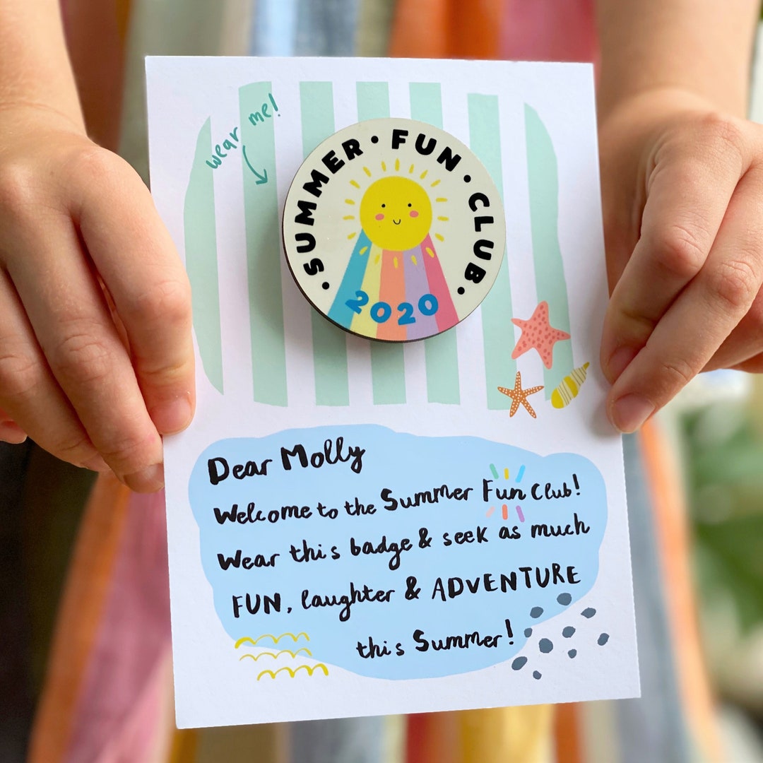 Summer Fun Club 2021 Badge on Backing Card - Schools Out Badge - Summer ...