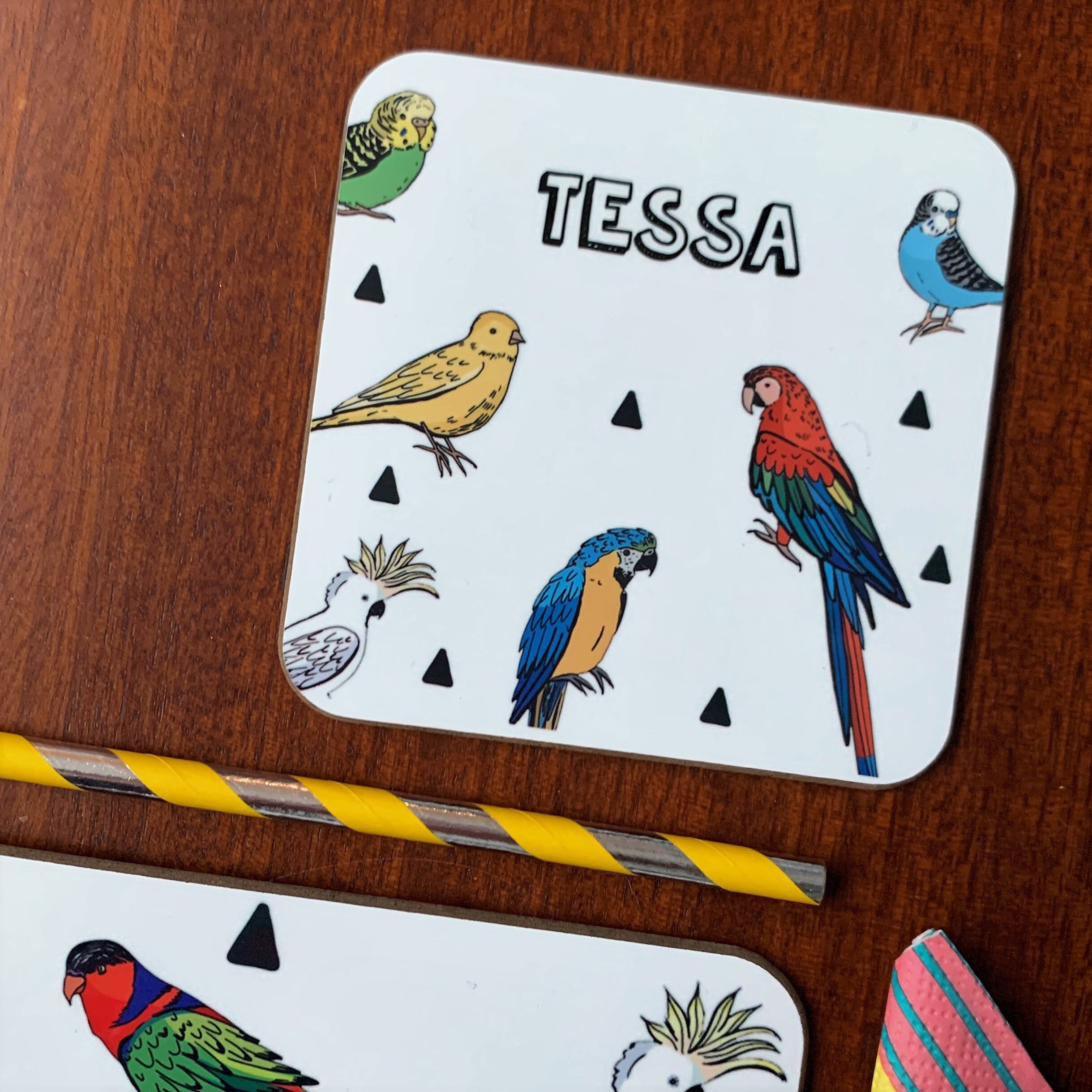 Parrot Coaster Tropical Bird Coaster Vibrant Personalised | Etsy